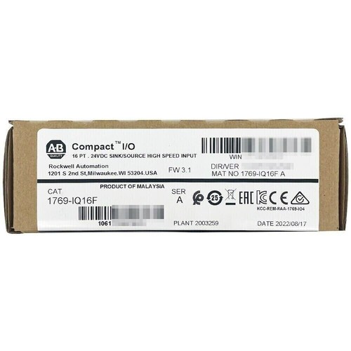New Factory Sealed AB 1769-IQ16F SER A CompactLogix 16 Pt 24VDC I/O ...