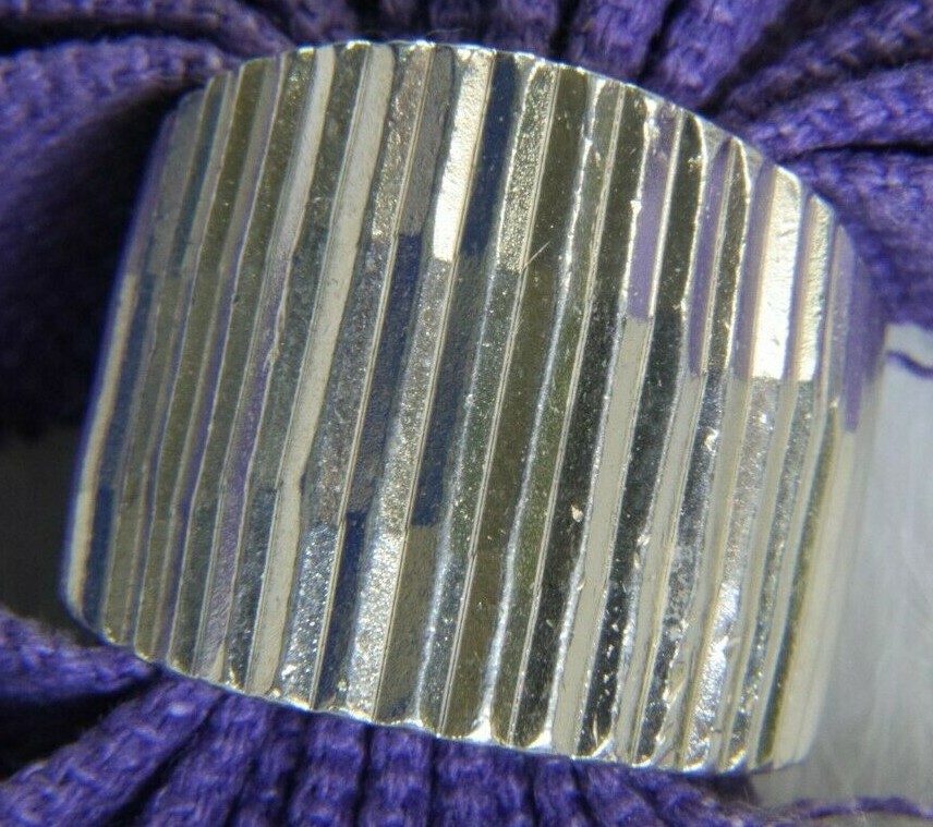 Ridged lines 3/4" vintage 0.925 Sterling Silver wide band Ring size 6.5 ...