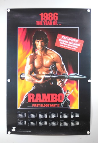 1986 THE YEAR OF RAMBO FIRST BLOOD II Movie Calendar PROMO Poster 24x36 ...
