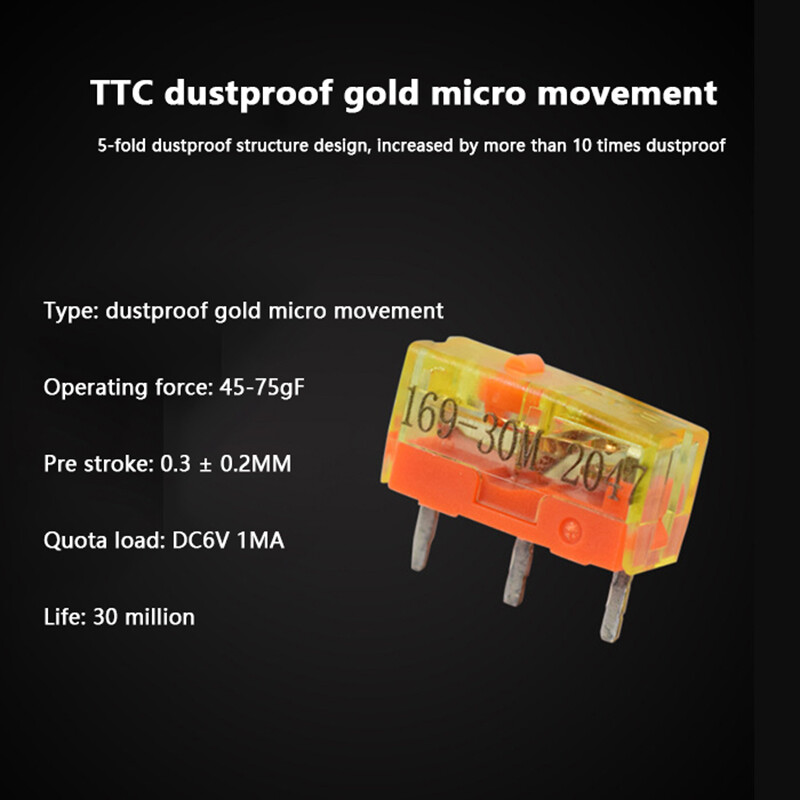 TTC Dustproof Gold Mouse Micro Switch Gold Contactor 30 Millions Click ...