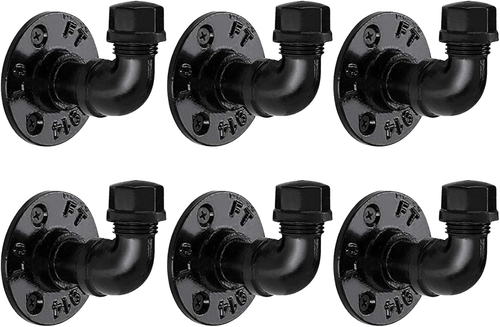 Industrial Pipe Hooks 6 Pack, Iron Robe and Towel Hook, Heavy Duty DIY ...
