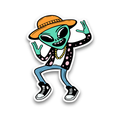 Green Cartoon Alien Dancing Vinyl Sticker Decal Car Window Scrapbook ...