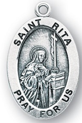 MRT .925 Sterling Silver St Rita Patron Medal Saint Pendant w Chain ...