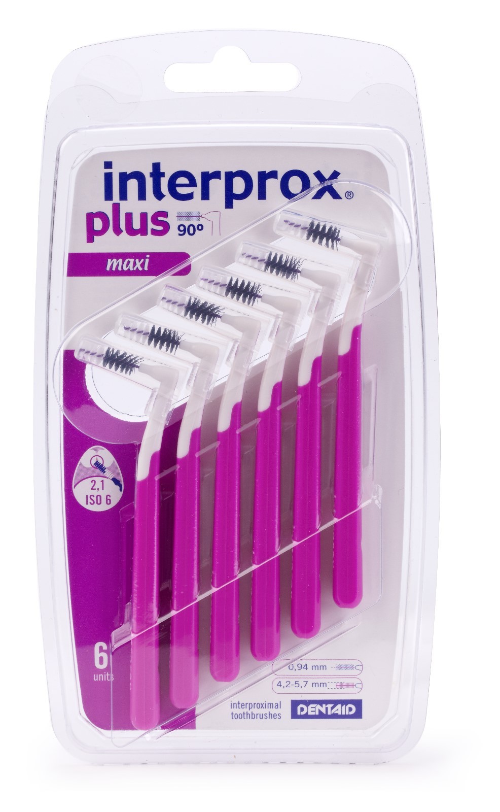 Interprox Plus Purple 2.1mm Maxi Interdental Brush - Pack of 6 Brushes ...