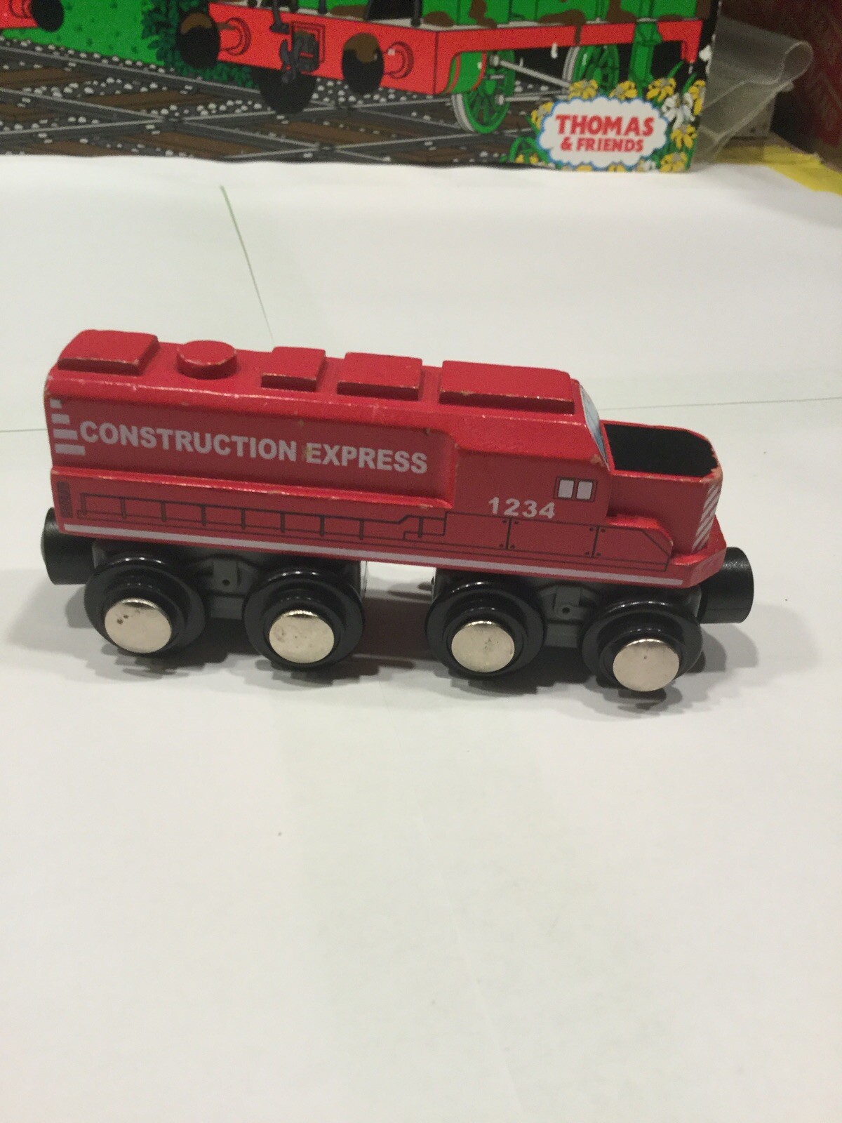 CONSTRUCTION EXPRESS 1234~Wooden Geoffrey Train ENGINE TOY 2003 magnet ...
