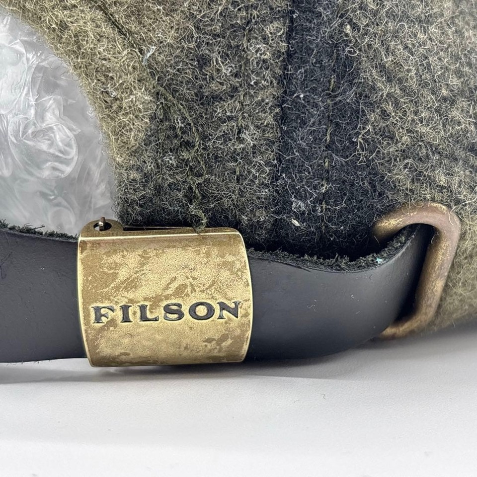 Filson Mackinaw Wool 5Panel Cap Otter Green Adjustable Leather Strap ...