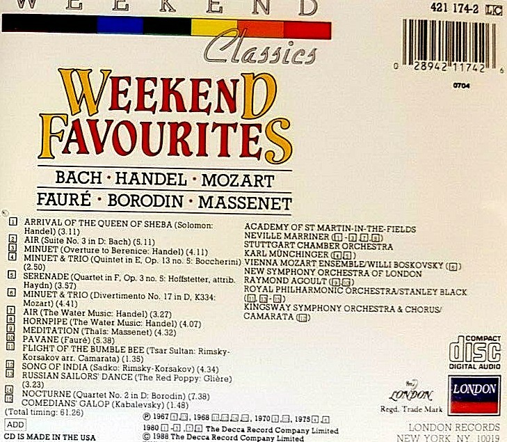 Weekend Favorites (CD, London/Decca Weekend Classics) for sale online ...