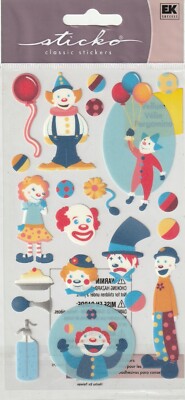 Sticko Classic Stickers Birthday CLOWNS theme 21 pieces 68671 FAST FREE ...