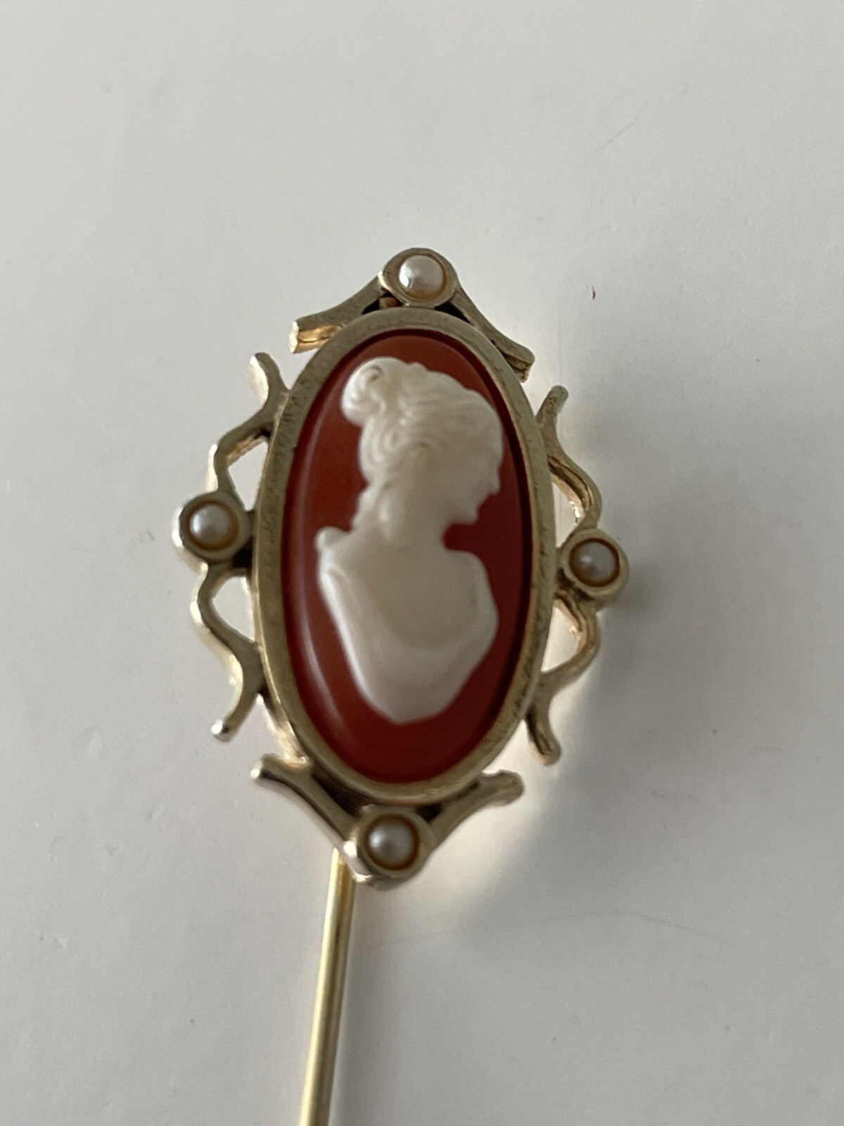 Vintage AVON Cameo Stick Pin Lapel Pin - Gem
