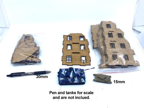 20mm 1/72 28mm 1/56 Bolt Action Scale MDF WWII Buildings Ruined Ruin ...
