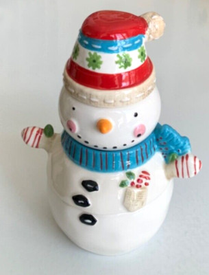 PIER 1 Measuring Cups Set/4 SNOWMAN Hand Painted Shiny Holiday Stacking ...