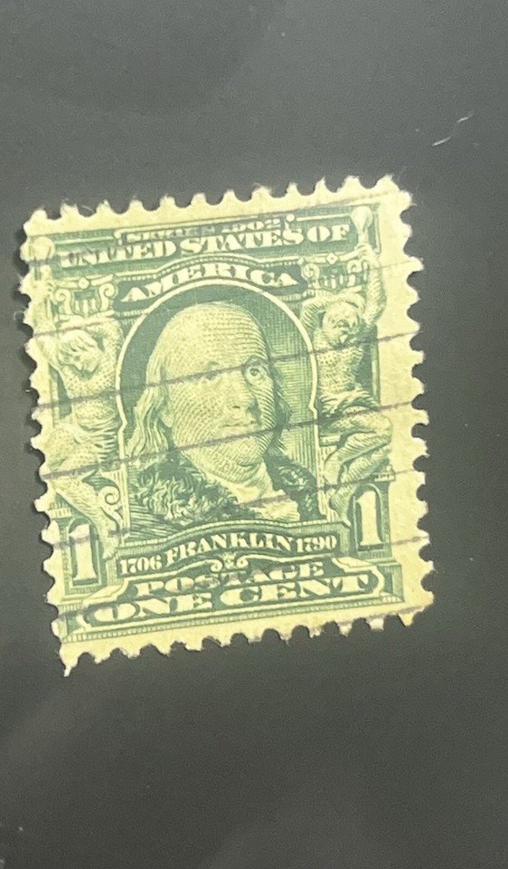Ben Franklin 1 Cent Green Stamp 1706-1790 Vintage Hinged 1908🔥 🔥 | eBay
