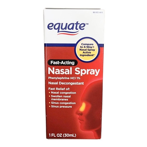 Equate Nasal Spray Decongestant 1oz Fast Relief Sinus Congestion PE H ...