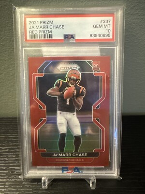 2021 Panini Prizm Ja’marr Chase Red Retail SSP Prizm Rookie Bengals PSA ...