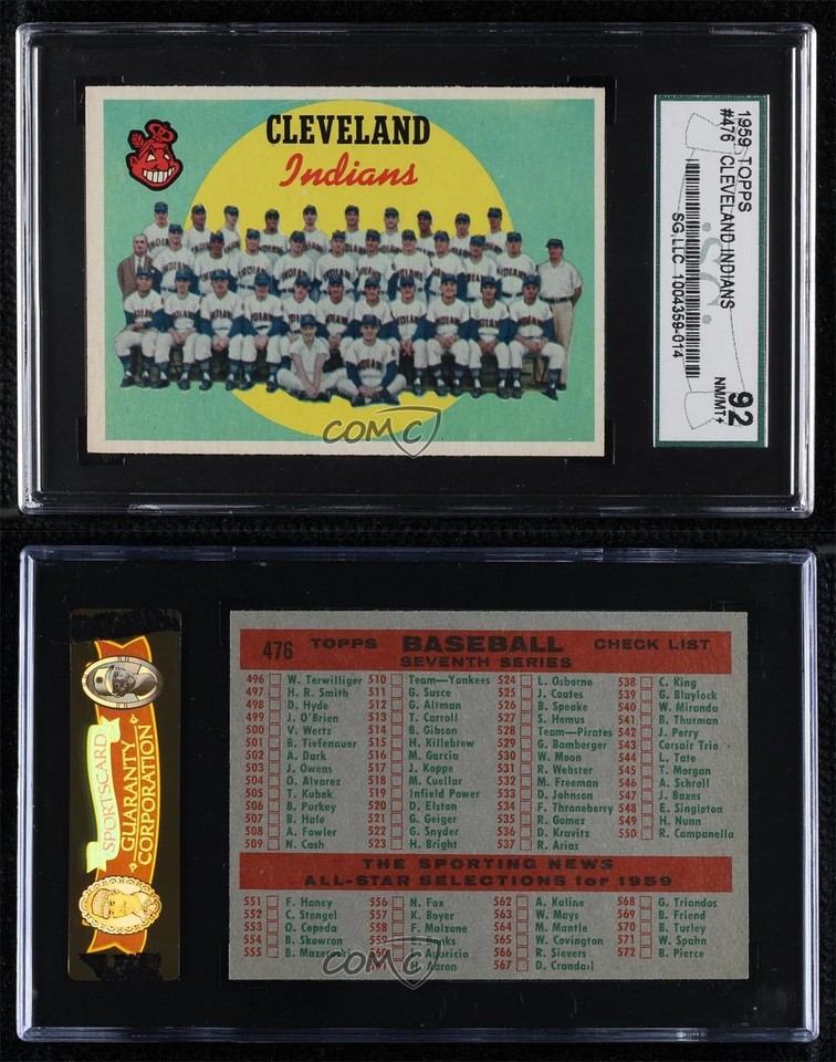 1959 Topps Seventh Series Checklist Cleveland Indians #476 SGC 92 | eBay