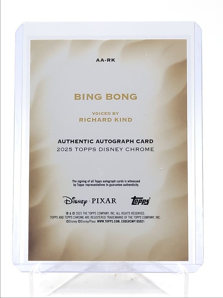RICHARD KIND BING BONG 2025 TOPPS CHROME DISNEY PIXAR PURPLE AUTO /75 ...