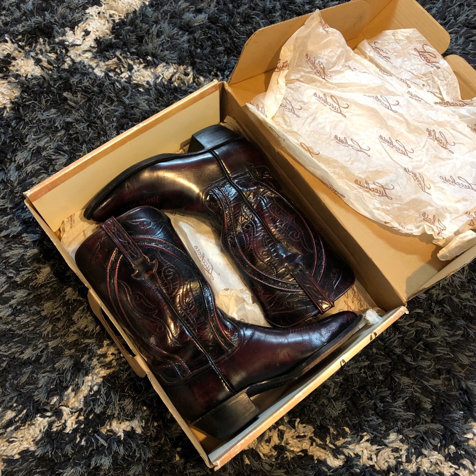 Lucchese Mens Goat Gavin Cowboy Boots - Black Cherry | eBay