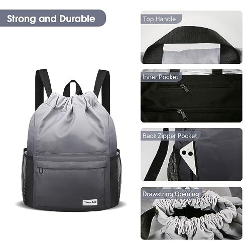 Drawstring Backpack Sports Gym Sackpack with Mesh Pockets Water ...