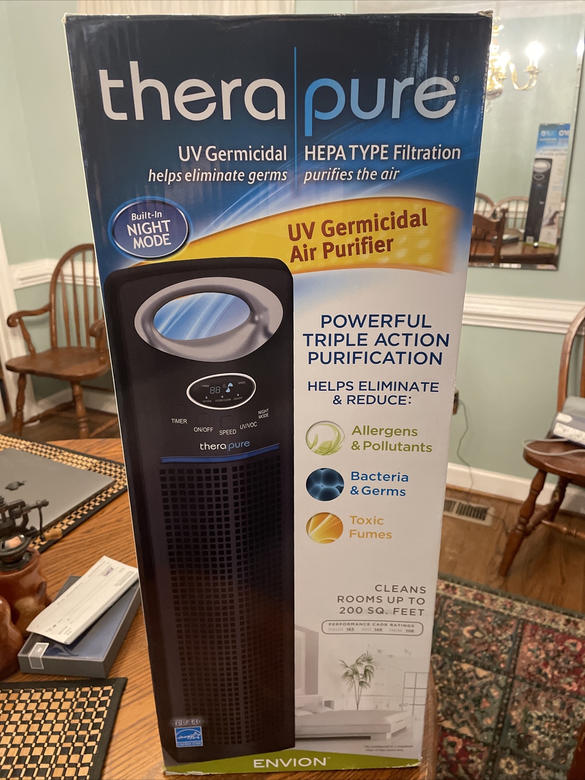 Thera Pure HEPA-Type Filter UV Germicidal ENVION Black 895321000286| eBay