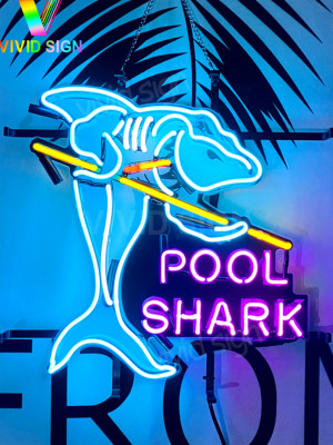 Pool Shark Billiards Purple 17"x17" Neon Light Sign HD Vivid With ...