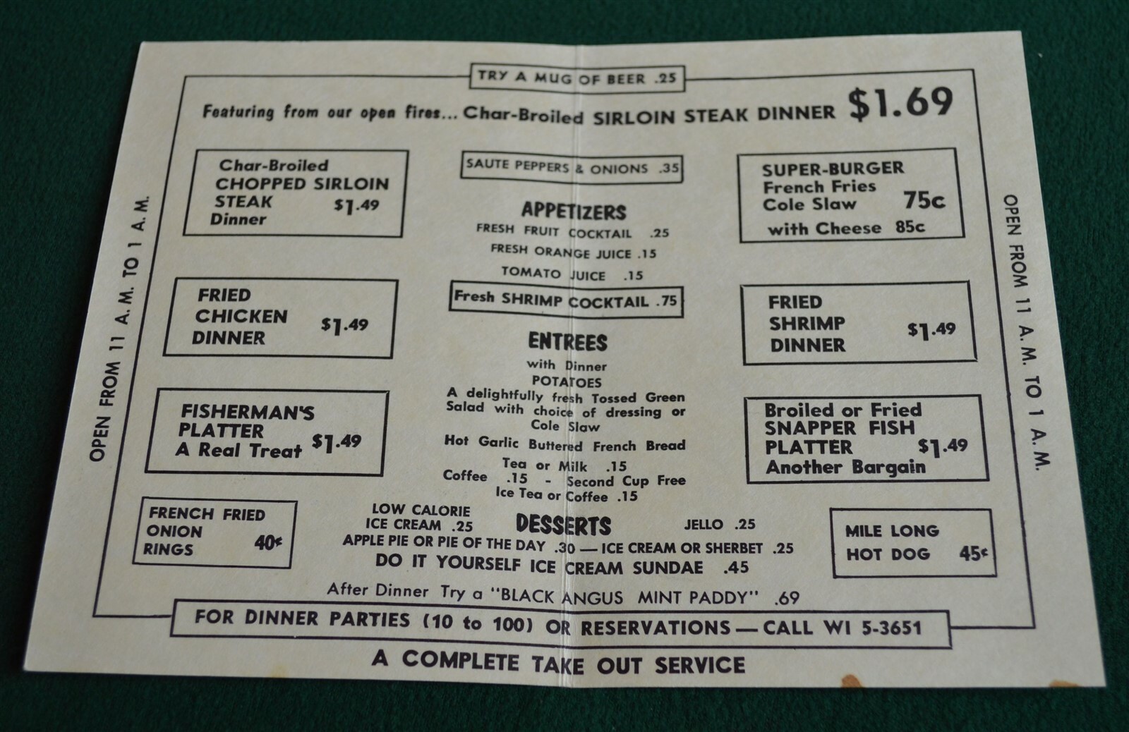 Vintage Black Angus Restaurant Menu Miami Beach Florida | eBay