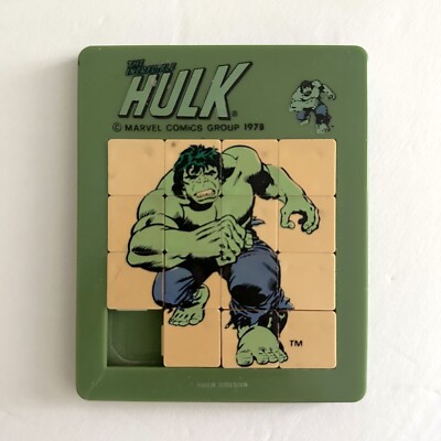 Vintage THE INCREDIBLE HULK Sliding Tile Finger Puzzle 1978 Marvel ...