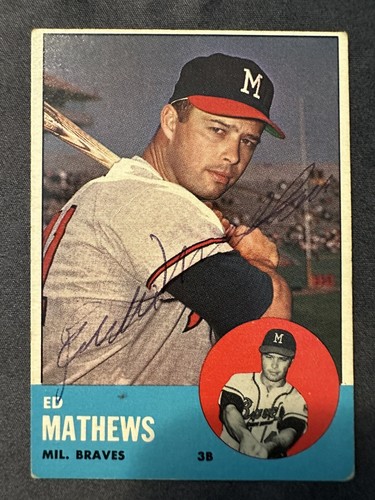 EDDIE MATHEWS - 1963 Topps #275 - In Person Auto | eBay