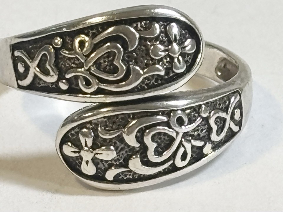 Vintage 925 RJ Sterling Silver Adjustable Size Ring 15mm Center | eBay