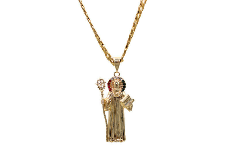 St Benedict Pendant with Necklace NEW Gold Filled Saint Chain | eBay
