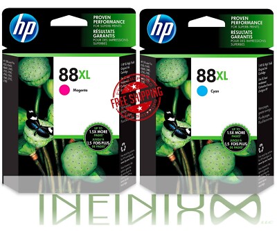 Genuine HP 88XL High Yield Ink Cartridges 2-Pack Cyan Magenta New ...