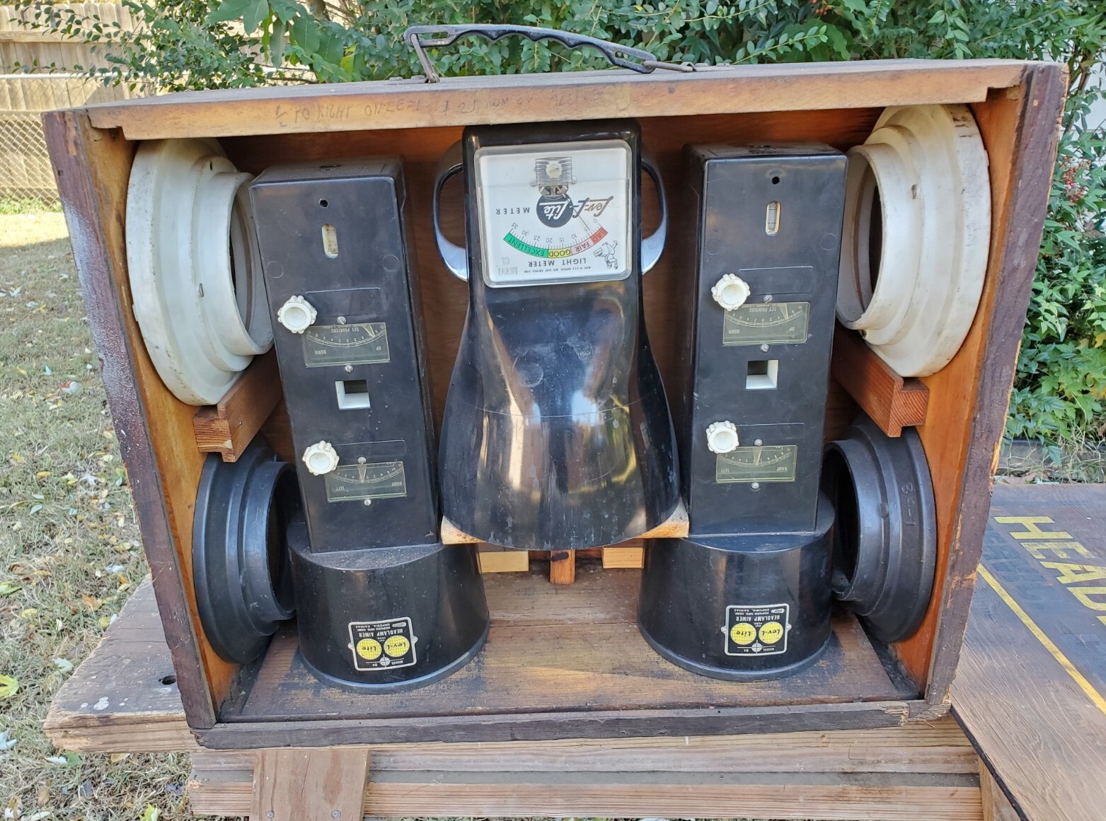 Lev-L Lite Headlight Service Center Wood Case Aimer Meter Level ...