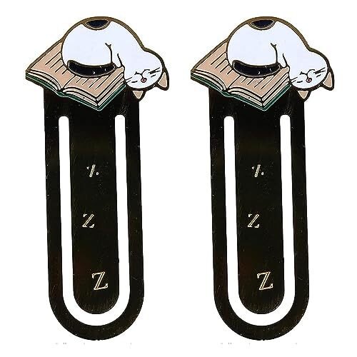 2Pcs Black Cute Sleeping Cat Metal Bookmark for Cat Lovers Book Marker ...