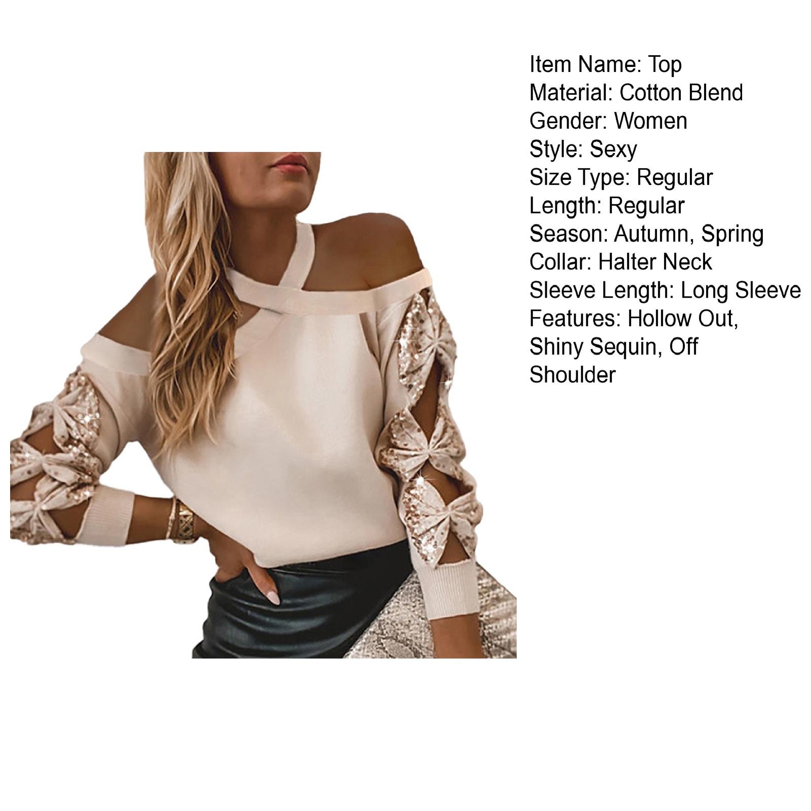 Autumn Blouse Off the Shoulder Warm Shoulderless Spring Top Cut-out | eBay