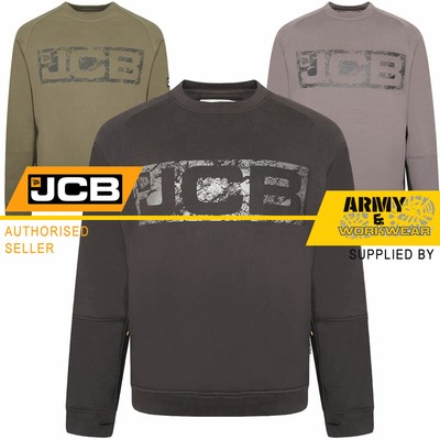 JCB Heavyweight Crew Neck Mens Sweatshirt Trade Workwear Jumper Top ...