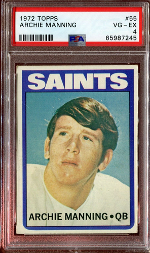 1972 Topps Football #55 Archie Manning - Saints RC Rookie - (PSA 4 VG ...