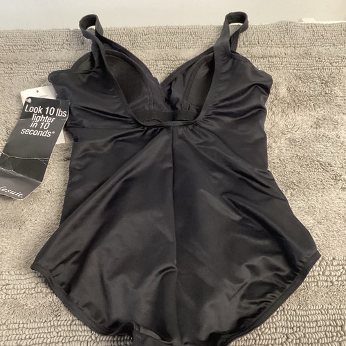 NWT Black MiracleSuit Oceanus Cinching Swimsuit One Piece Slimming Size ...