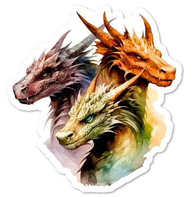 Three Dragons, Vinyl Sticker, Water Resistant, Scrapbooking, Laptop, 2 ...
