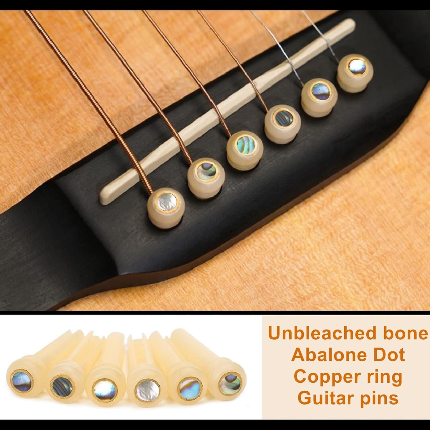 6pcs Pins Acoustic Guitar Unbleached Vintage Real Bone Bridge Pins ...