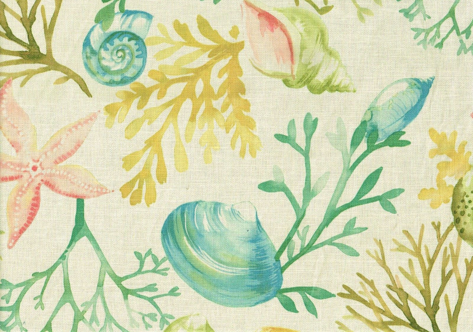 Kovi Fabric Reef Yellow Green Beach Cotton Woven Drapery Upholstery | eBay
