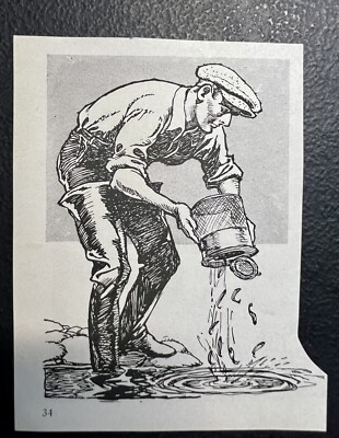 1934 Fishing Cartoon Drawing Clipping Vintage Art Sportsman Minnow ...