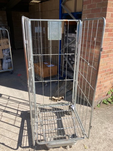 Heavy Duty 3-sided roll cage with wheels Warehouse Trolley Stillage ...