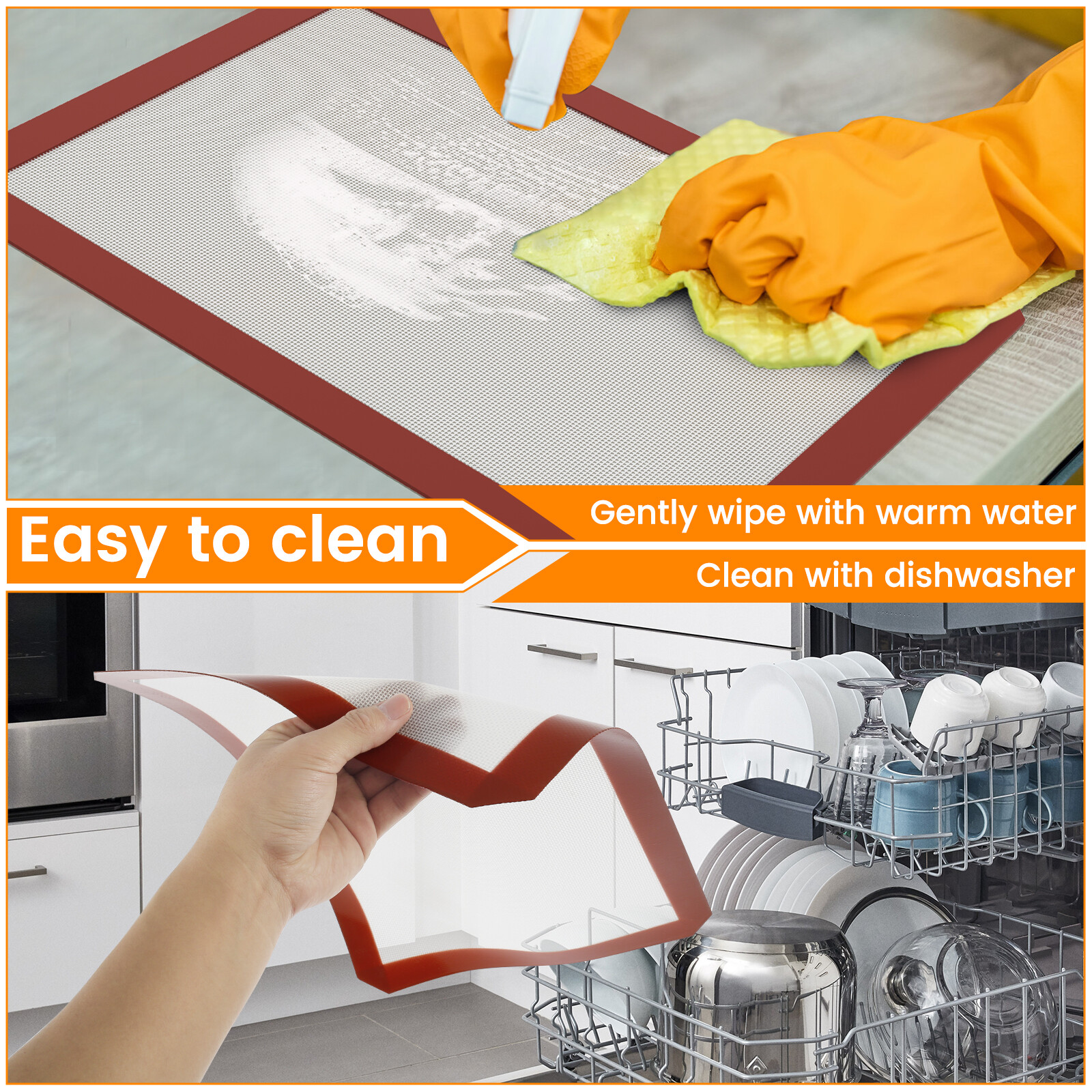 3X Silicone Baking Mats Temperature Resistant Pastry Mat Non Stick Oven ...