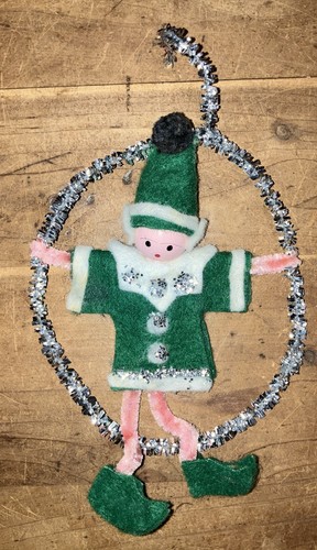 Vintage 1950’s Chenille Pipe Cleaner & Felt Elf Christmas Ornament | eBay