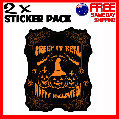 2 x Stickers Creep It Real Happy Halloween Spooky Car Bumper Funny ...