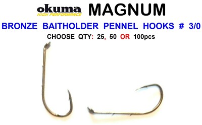 NEW OKUMA BAITHOLDER PENNEL HOOKS # 3/0 FOR SEA FISHING LINE BRAID BAIT ...