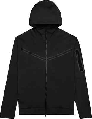 NIKE MEN'S SPORTSWEAR TECH FLEECE BLACK FULL-ZIP HOODIE CU4489-010 ...
