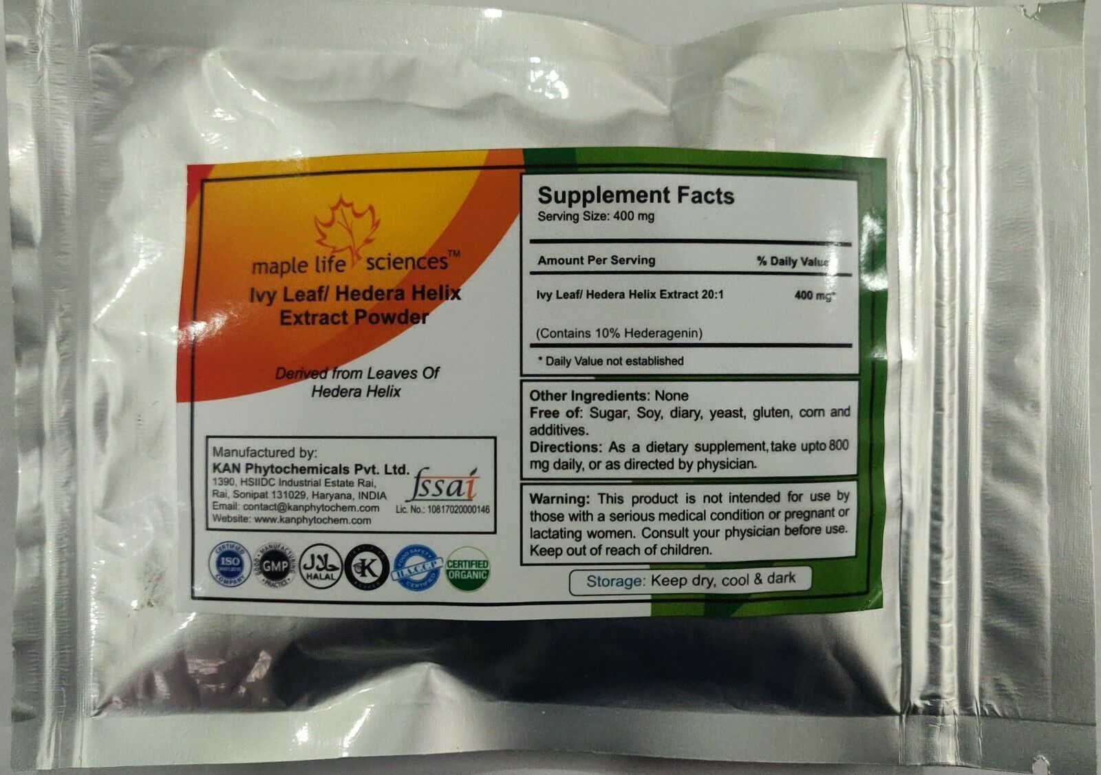 Ivy Leaf Hedera Helix Extract 20:1 Powder 10% Pure & High Quality | eBay