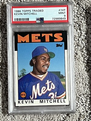 PSA 9 MINT BASEBALL CARD 1986 TOPPS TRADED ROOKIE KEVIN MITCHELL NEW ...