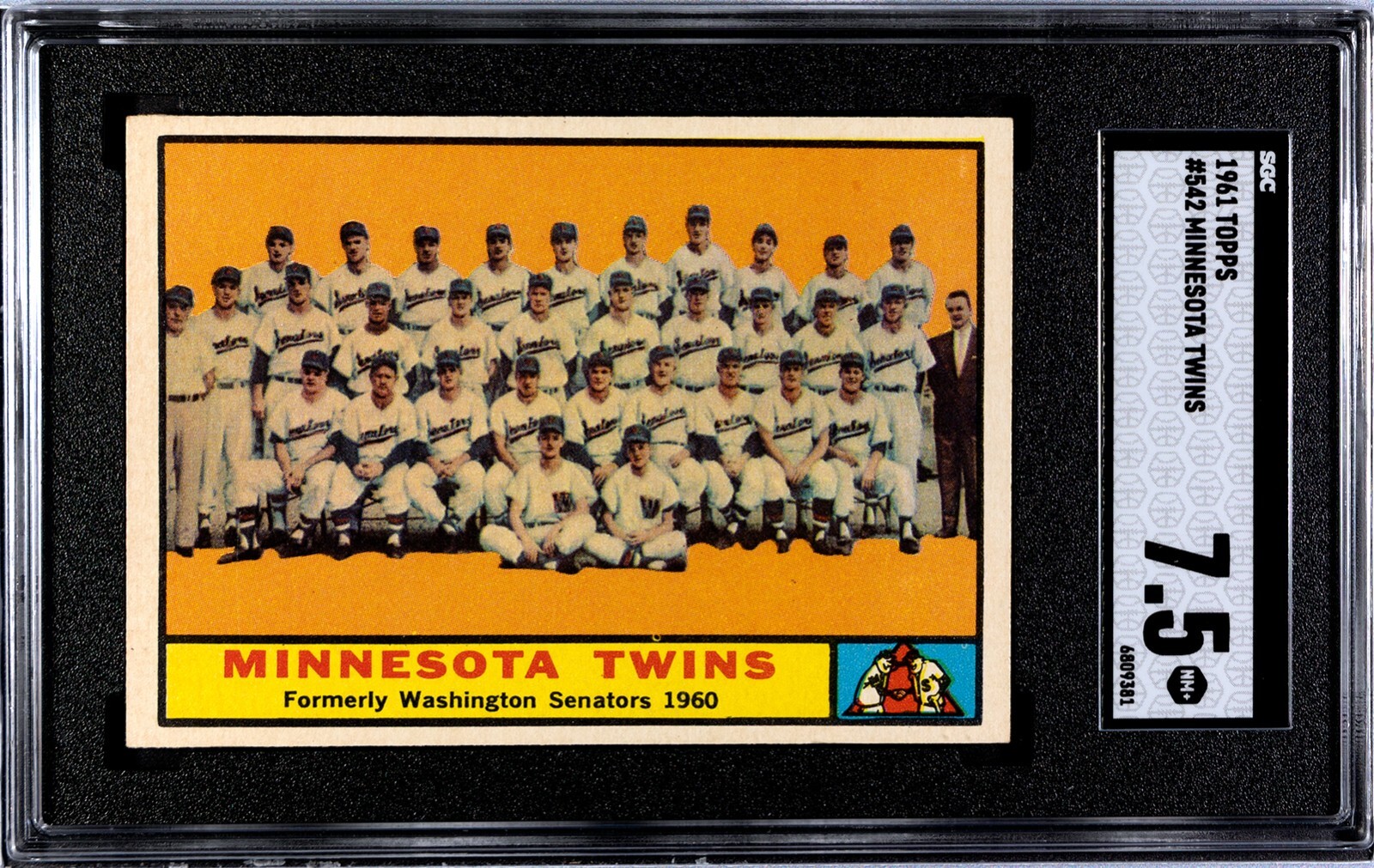 1961 Topps Minnesota Twins Team Baseball Card High #542- SGC Graded 7.5 ...