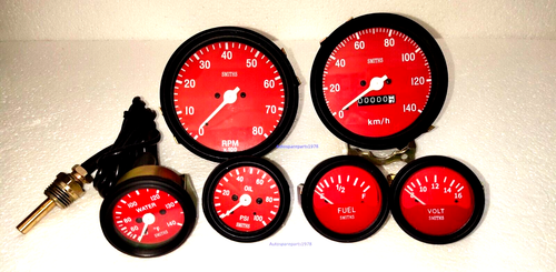 Smiths 52mm Kit TempF Oil Fuel Volt Gauge + Speedo 0-140KMH + 0-80 RPM ...